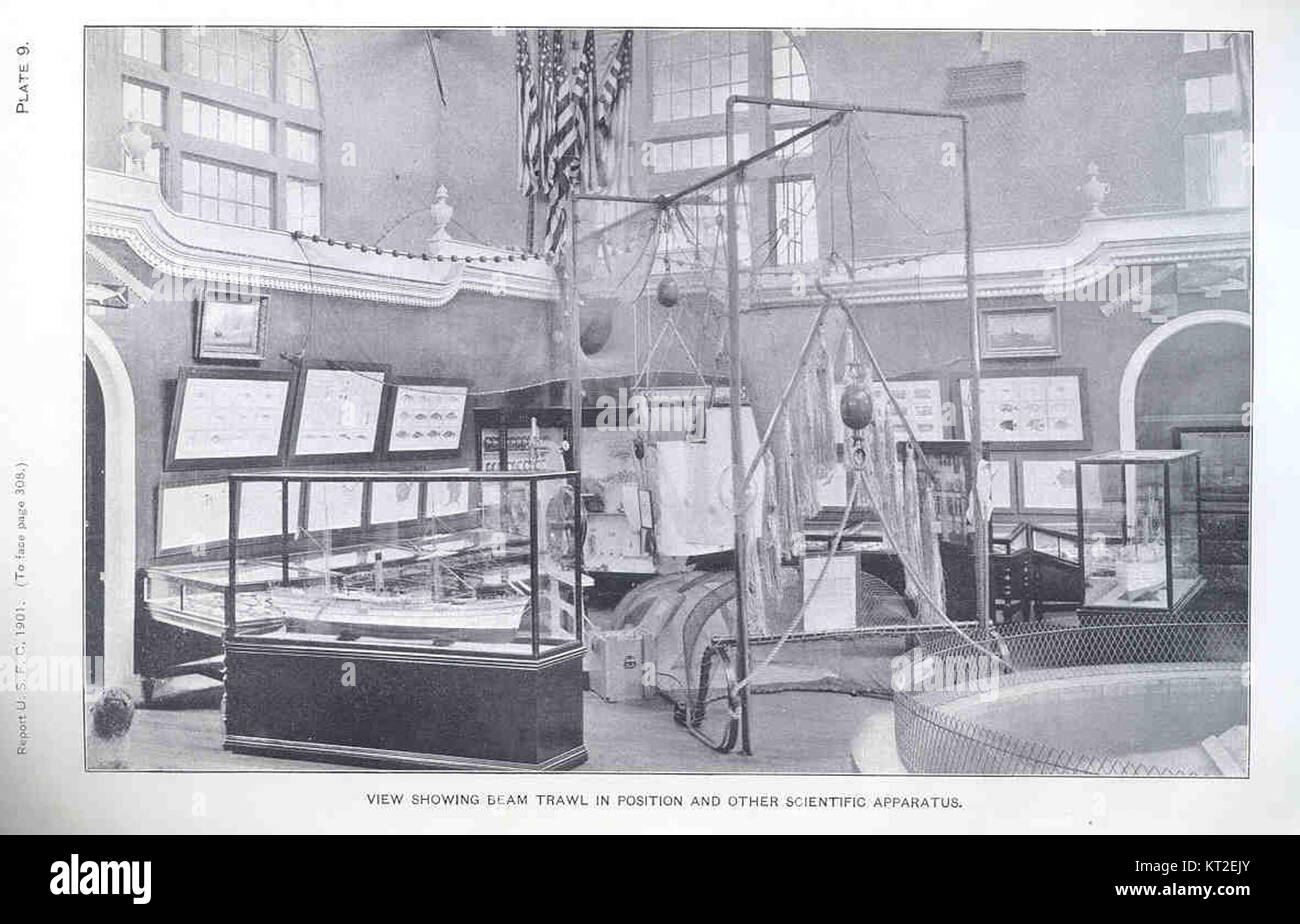 A scientific photograph showing beam trawl in position, along with ...