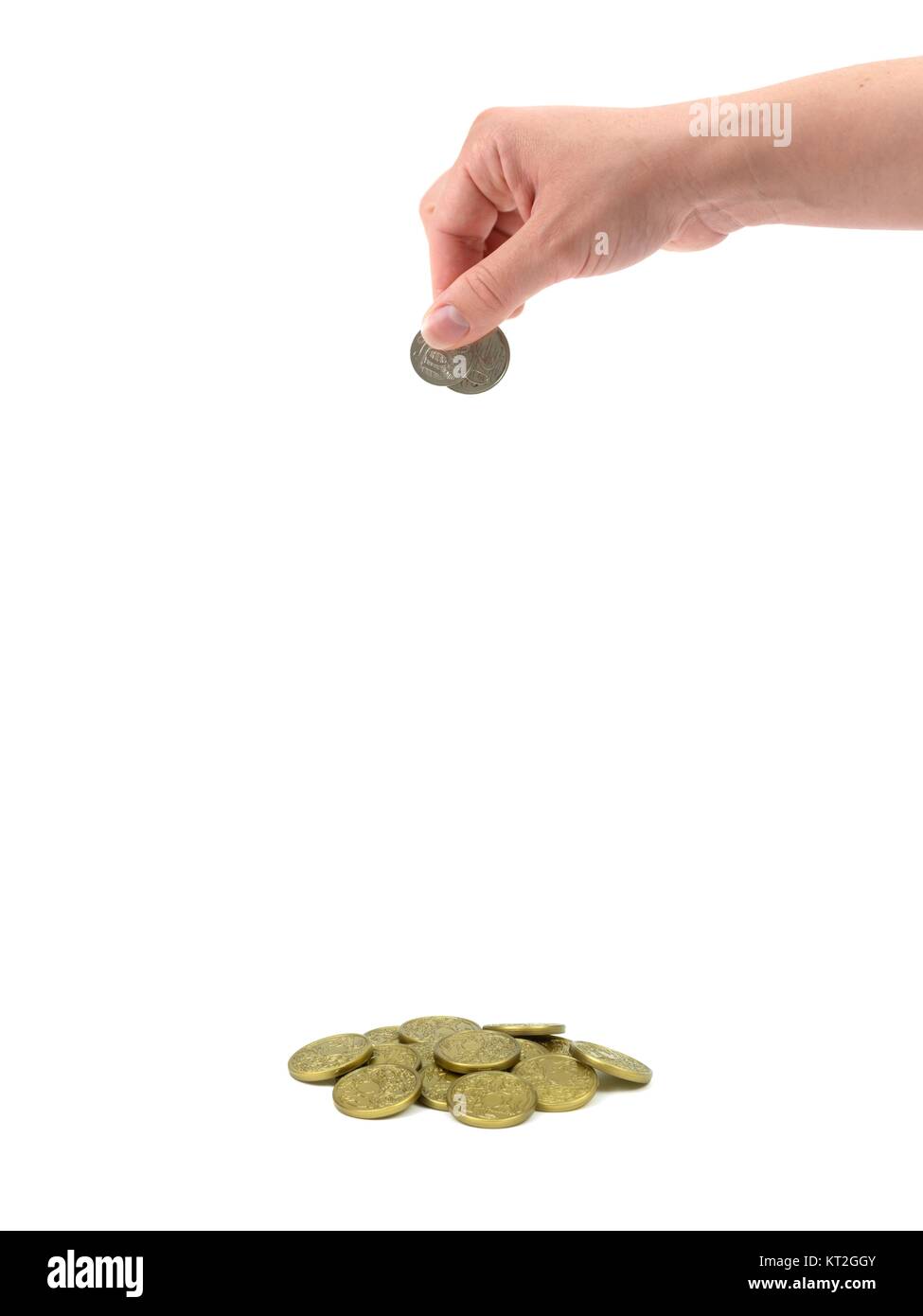 Female hand dropping coin hi-res stock photography and images - Alamy