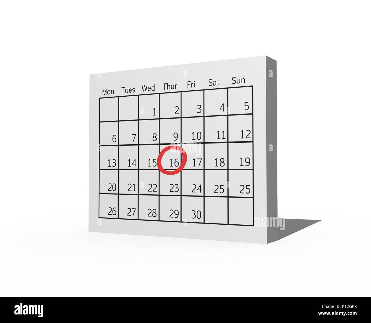 A 3d calendar isolated against a white background Stock Photo - Alamy