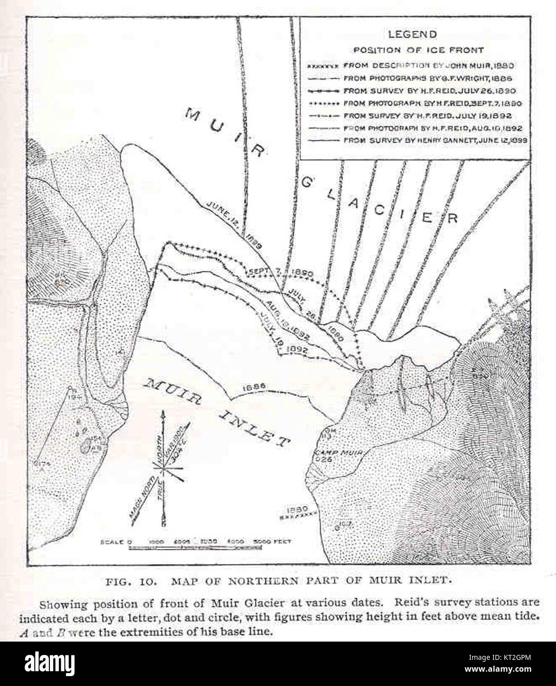 This map details the northern part of Muir Inlet, part of Glacier Bay ...