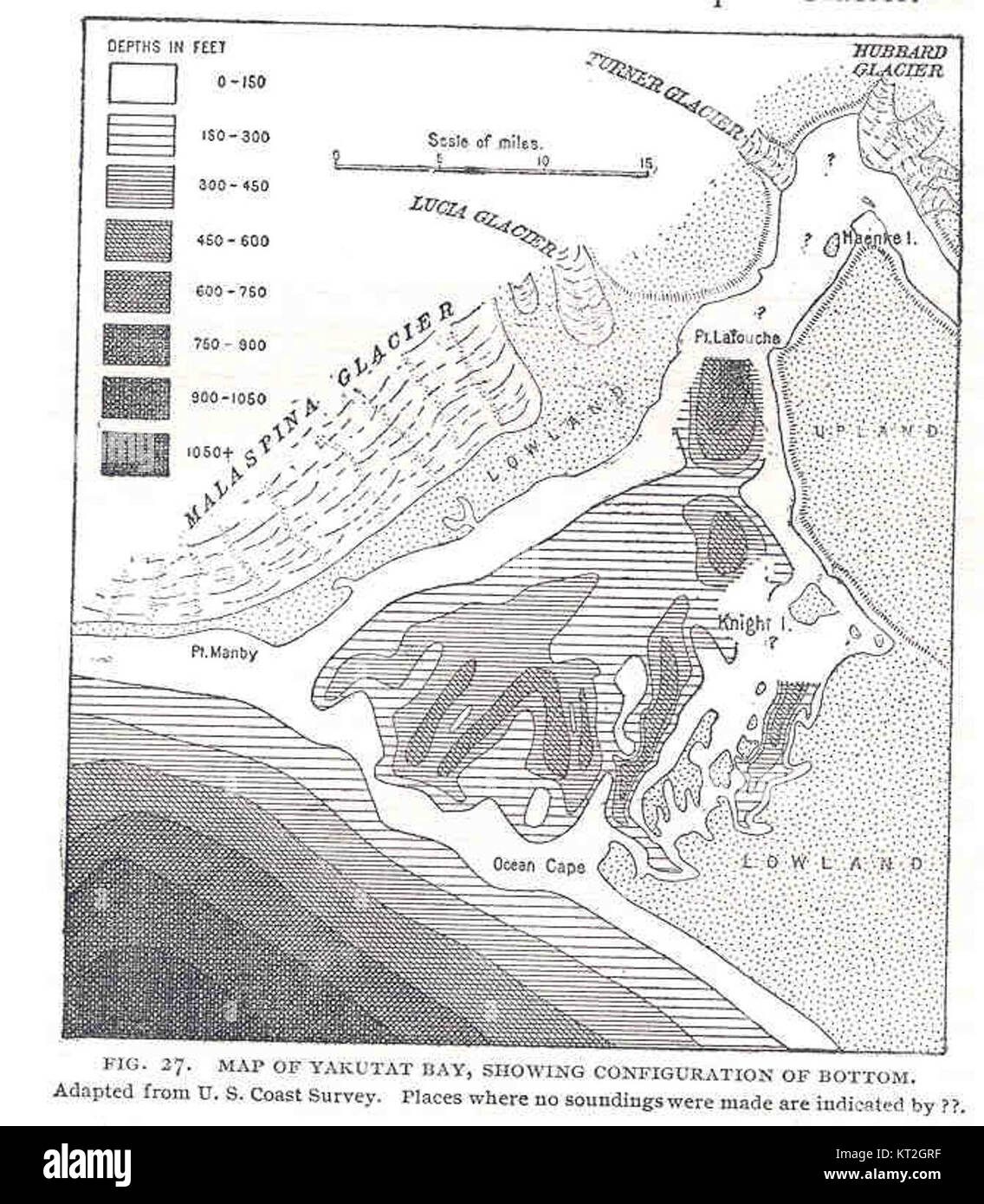 This map of Yakutat Bay highlights the underwater configuration of its ...