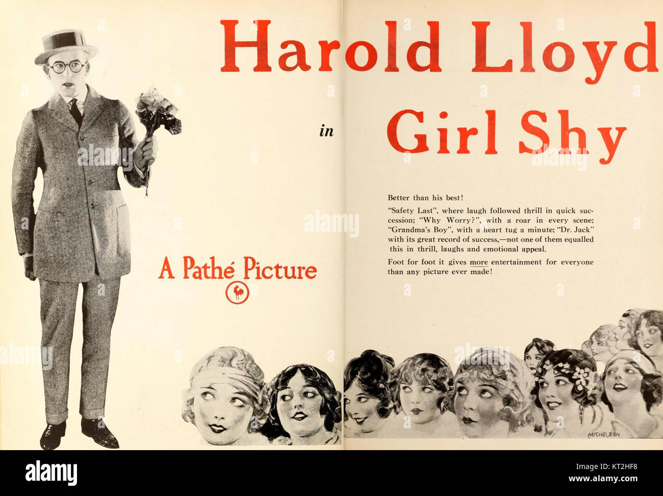 The advertisement for 'Girl Shy' promotes the 1924 silent film starring ...