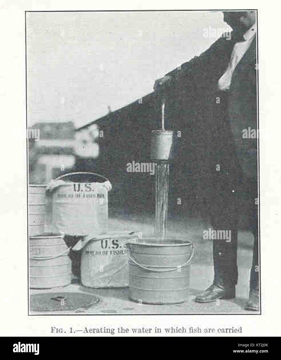 This image shows the process of aerating water in which fish are ...