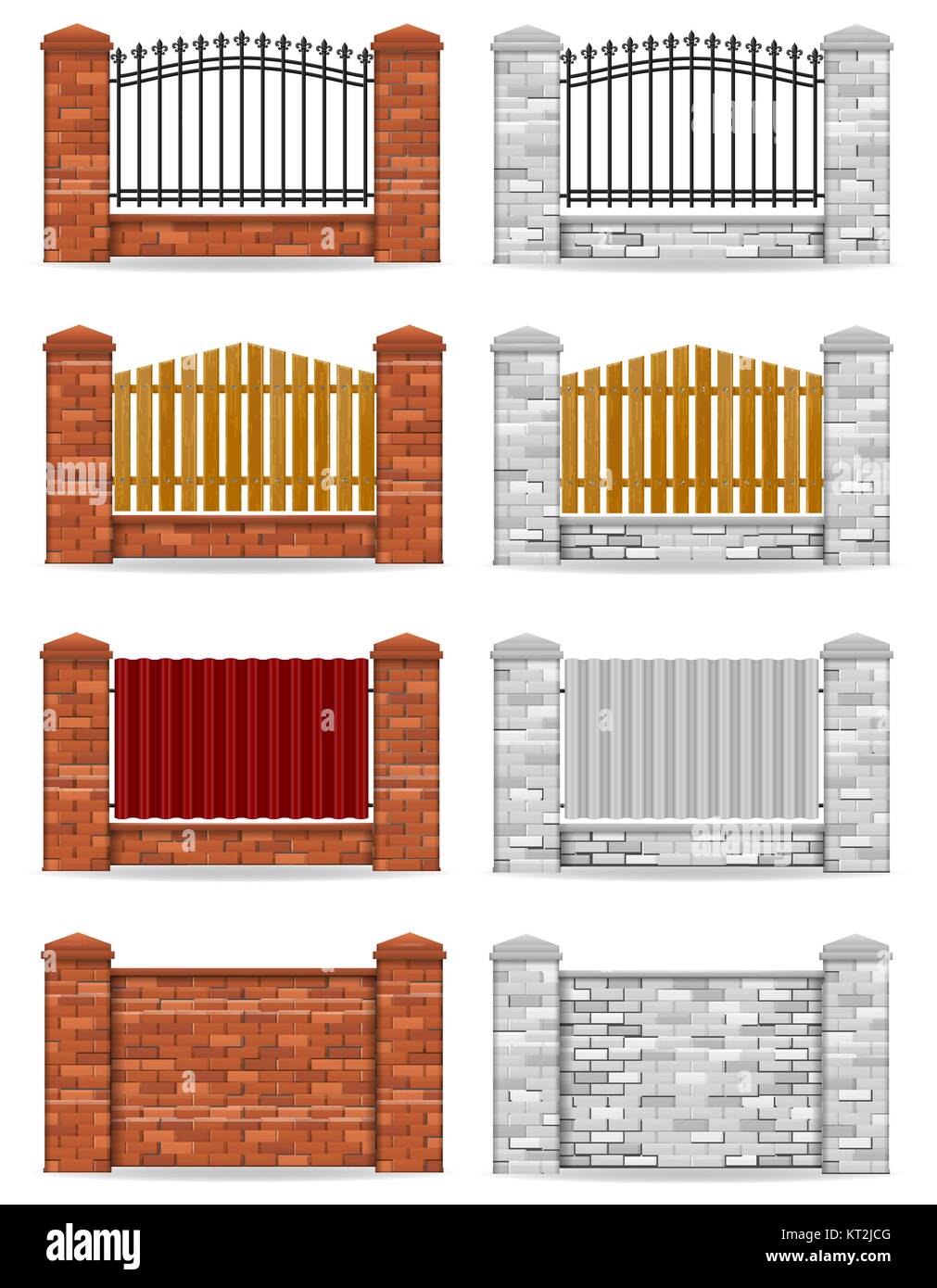 brick fence vector illustration isolated on white background Stock ...