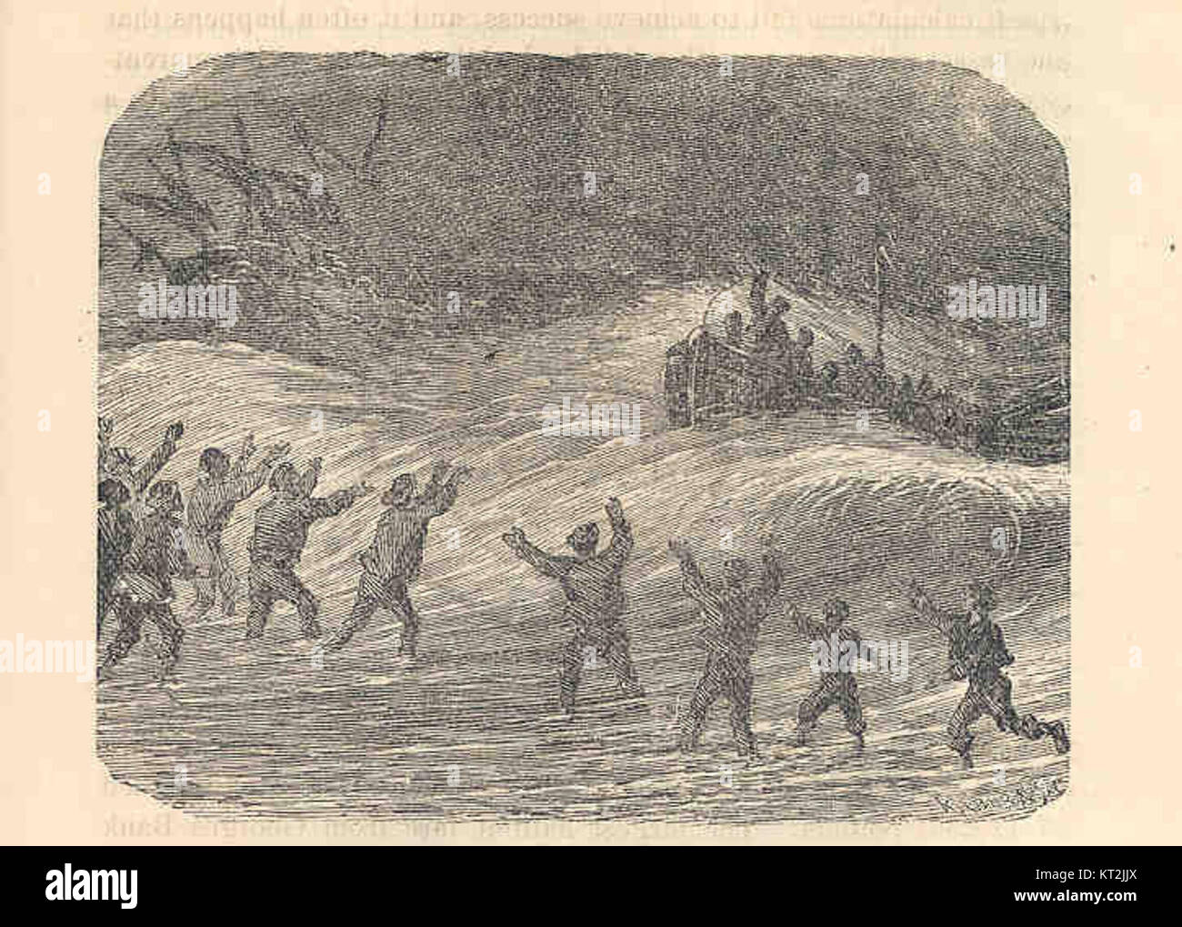 The image depicts a shipwreck, a maritime disaster, often associated ...