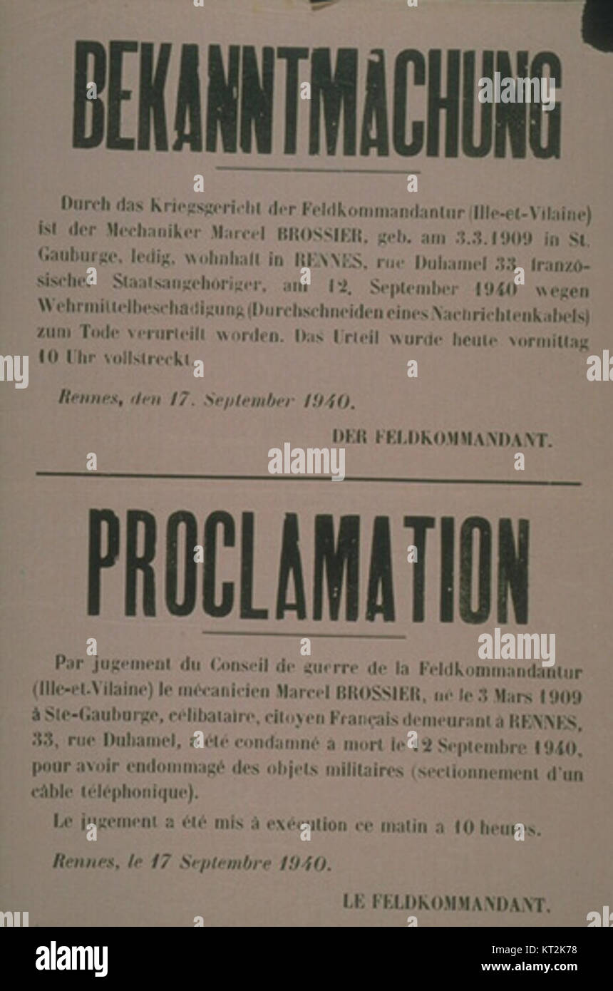 This French historical poster, titled 'Affiche Proclamation de peine de ...