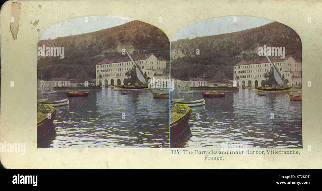 Photograph of the barracks and inner harbor in Villefranche-sur-Mer ...