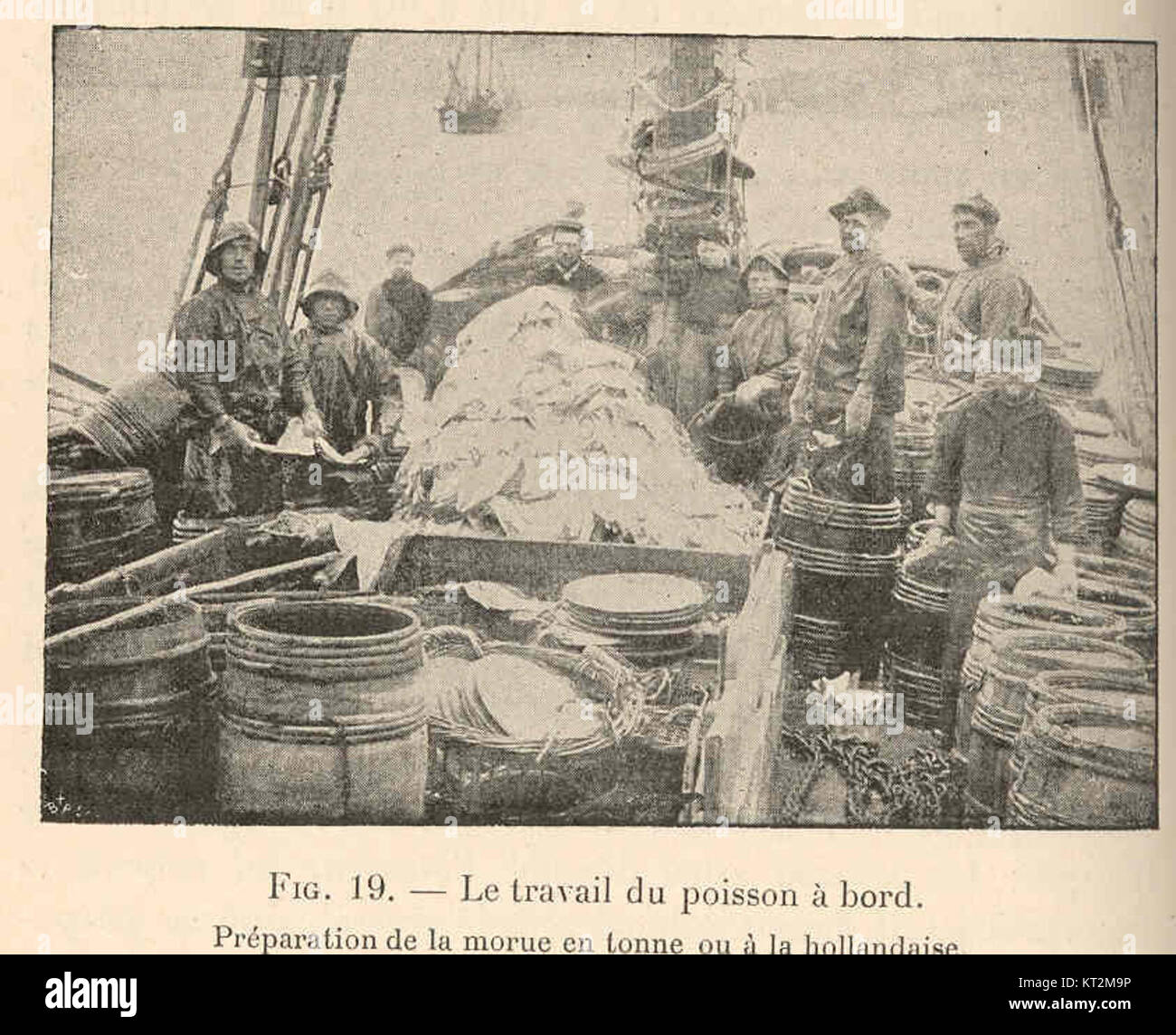 This image titled *Travail du poisson à bord* (Work with fish aboard ...