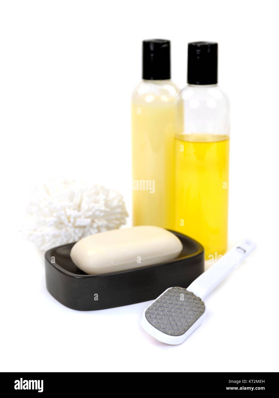 Bathing soaps and shampoos isolated against a white background Stock ...