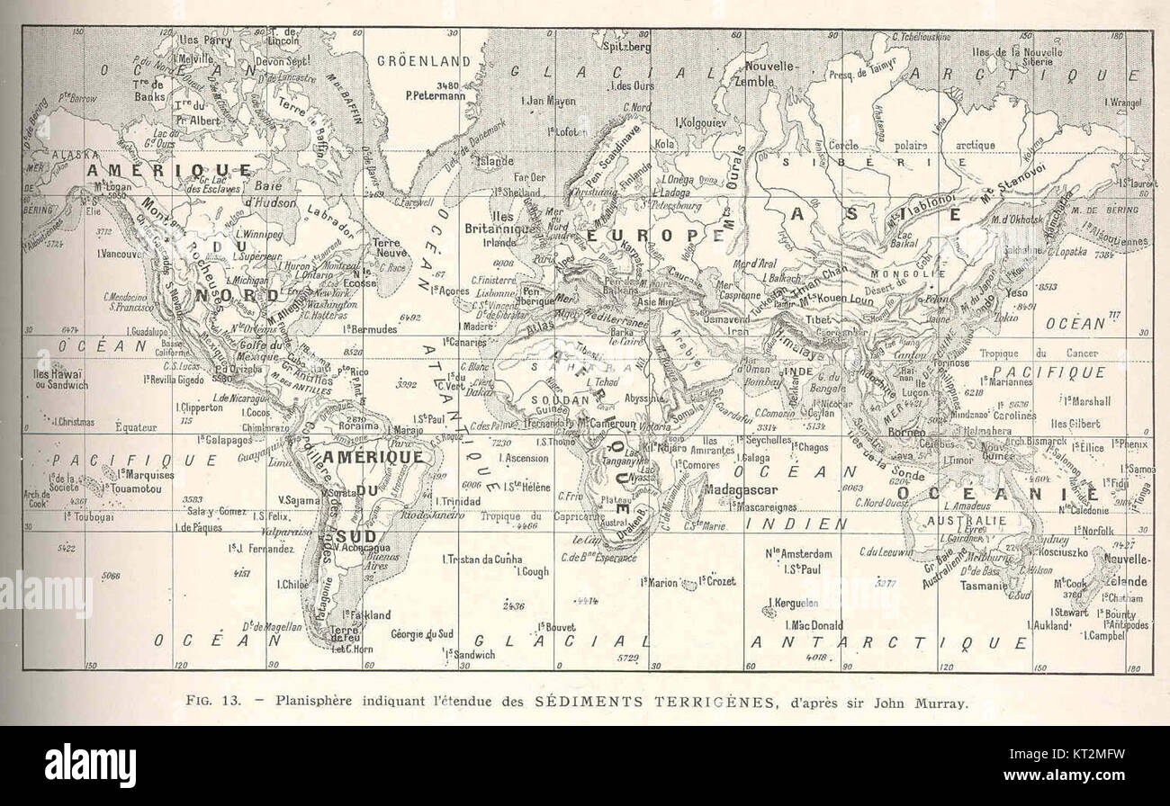 The 'Planisphere Indiquant l'Entendue des Sediments Terrigenes' is a ...