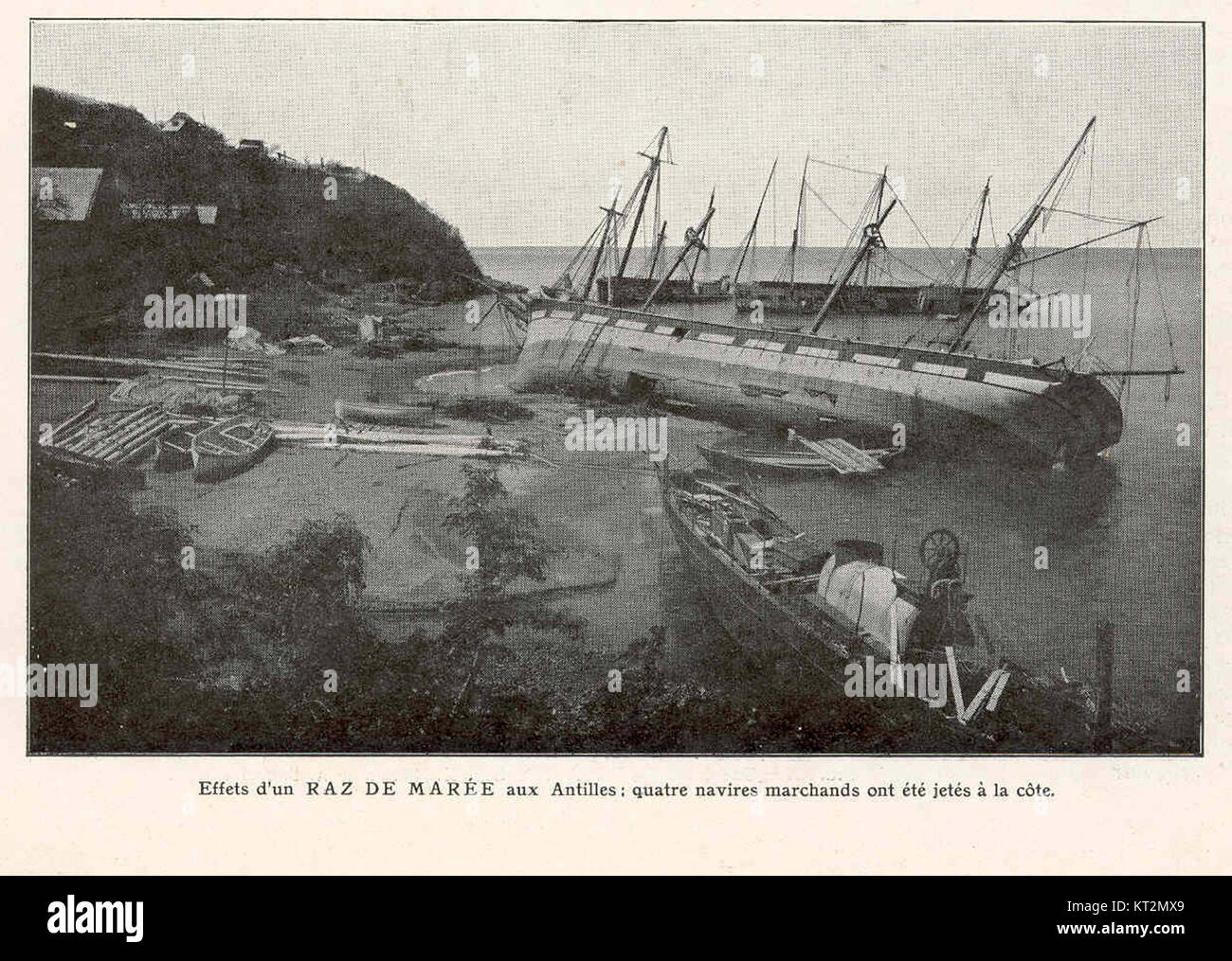 This image depicts the aftermath of a tidal wave (raz de marée) in the ...