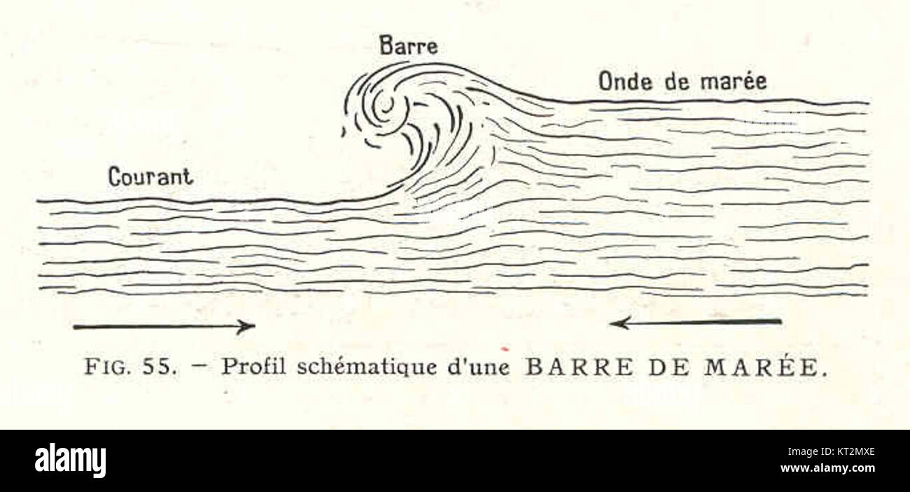This image features a schematic profile of a tidal bar, a geological ...