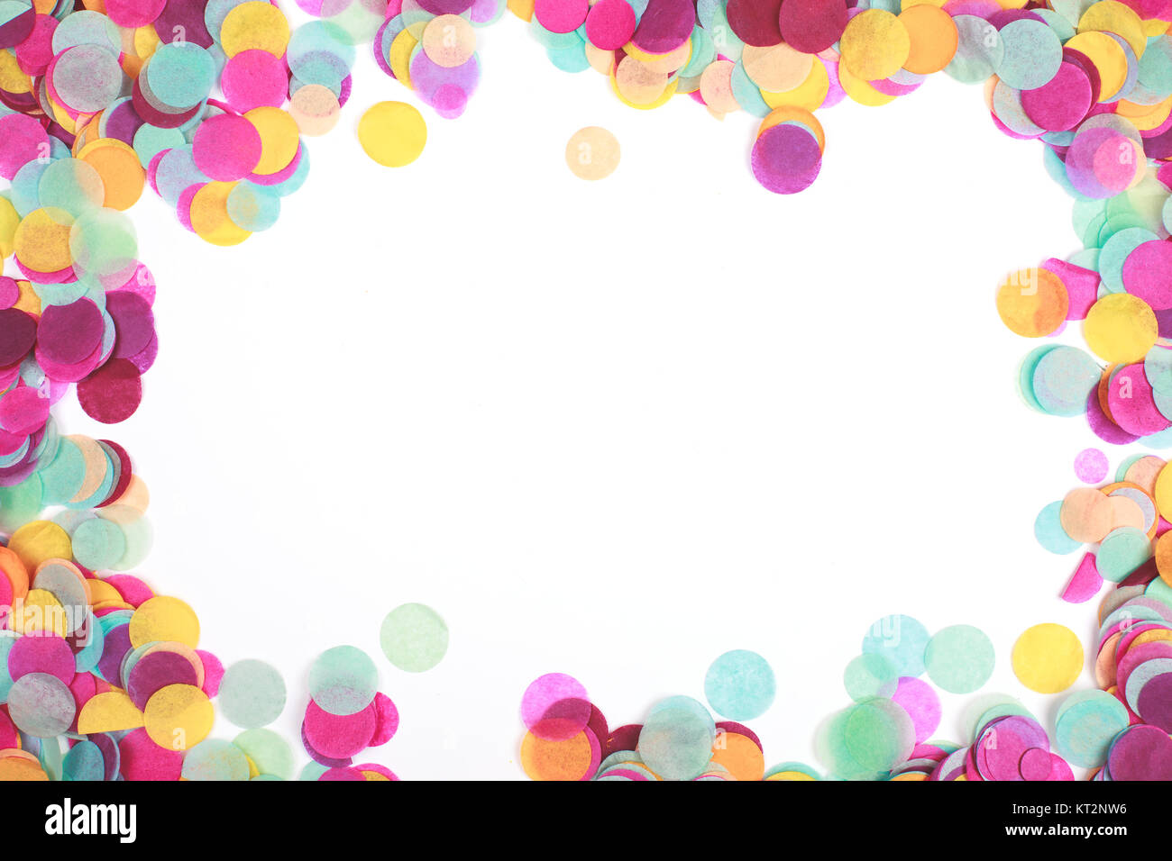 Multicolored confetti on white Stock Photo - Alamy