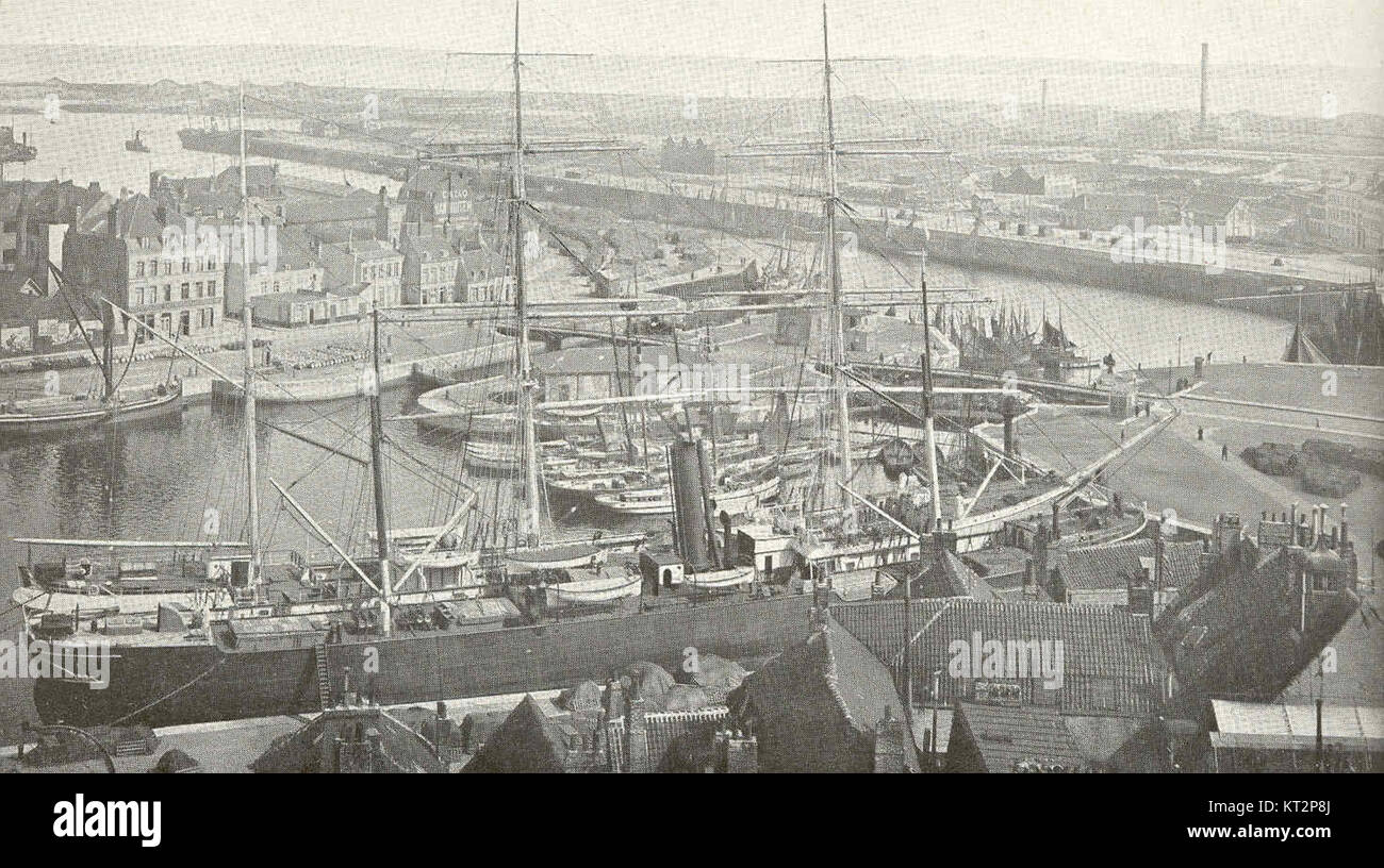 This image shows the port area of Dunkirk, France, specifically the ...