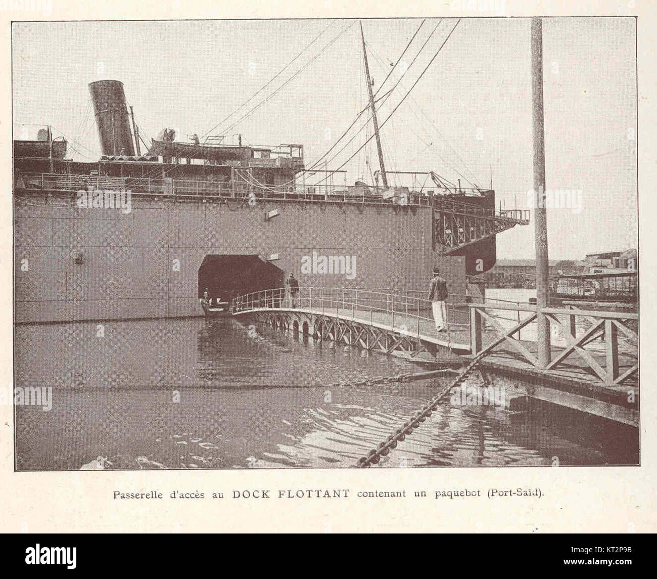 A photograph of a floating dock access bridge at Port-Said, Egypt ...
