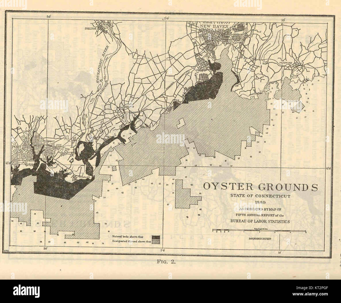 The Oyster Grounds of Connecticut, as shown in the 1889 map, represent ...