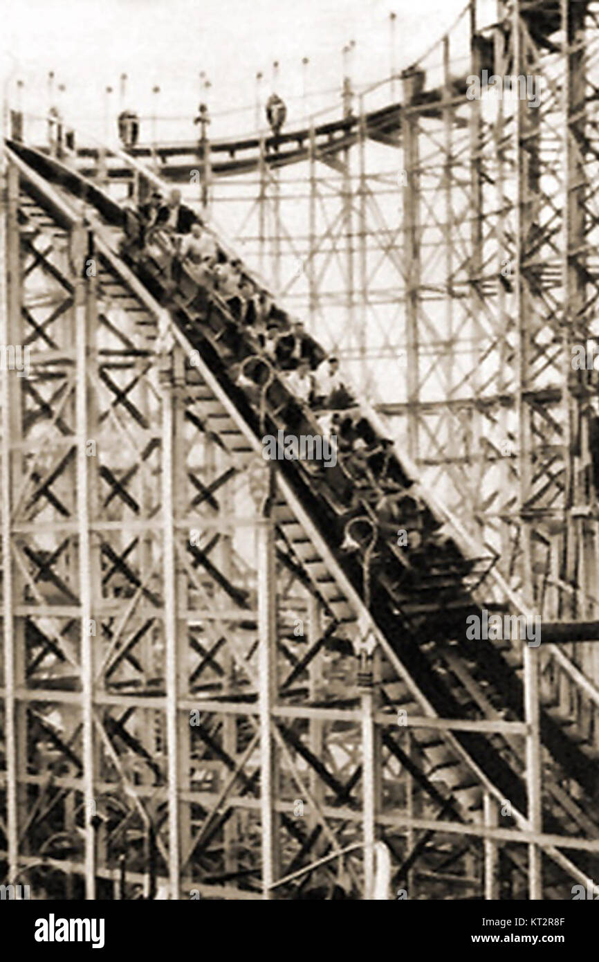 The Airplane Coaster postcard features a dramatic image of an amusement ...