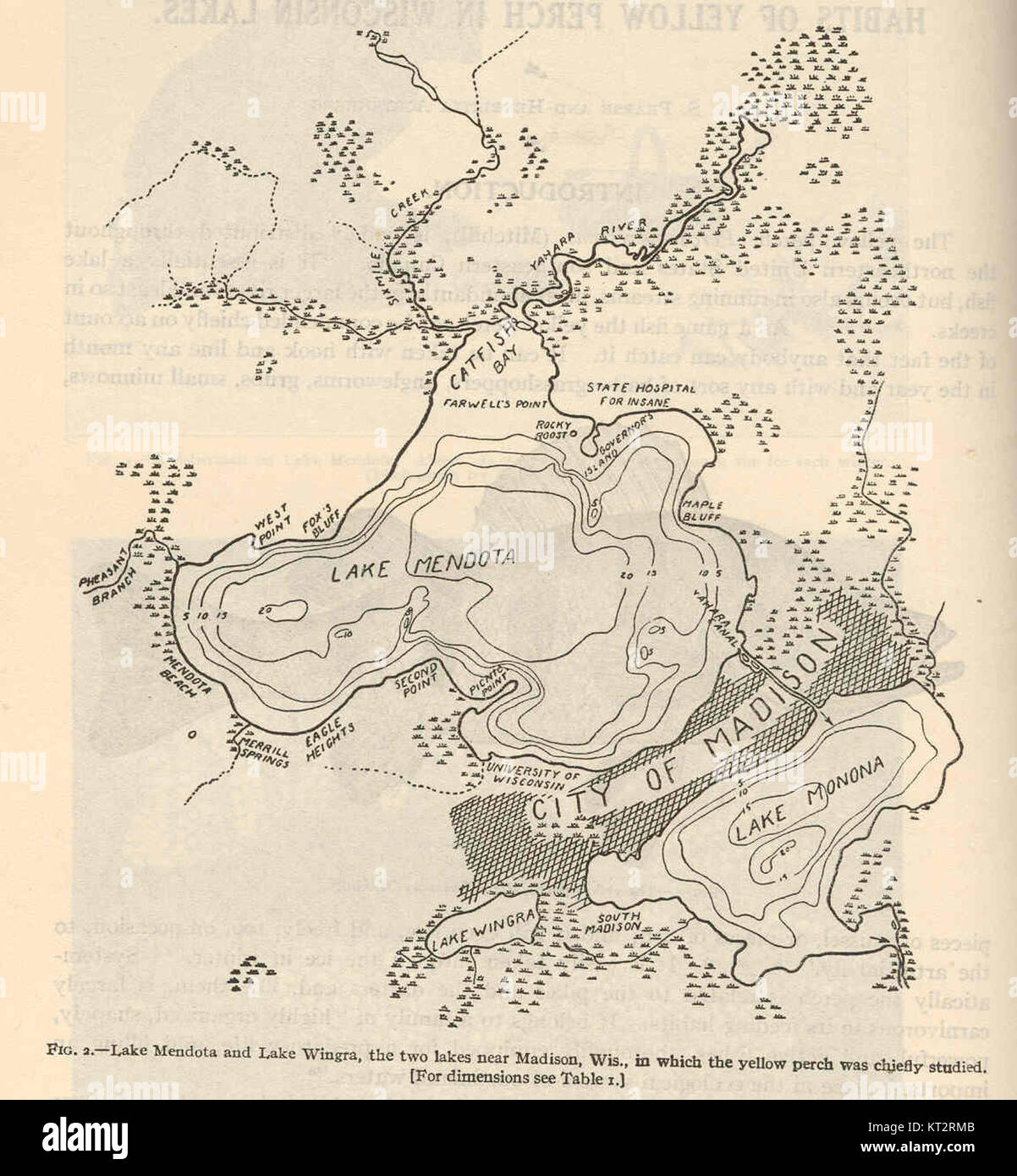 Lake Mendota and Lake Wingra, two lakes near Madison, Wisconsin, where ...