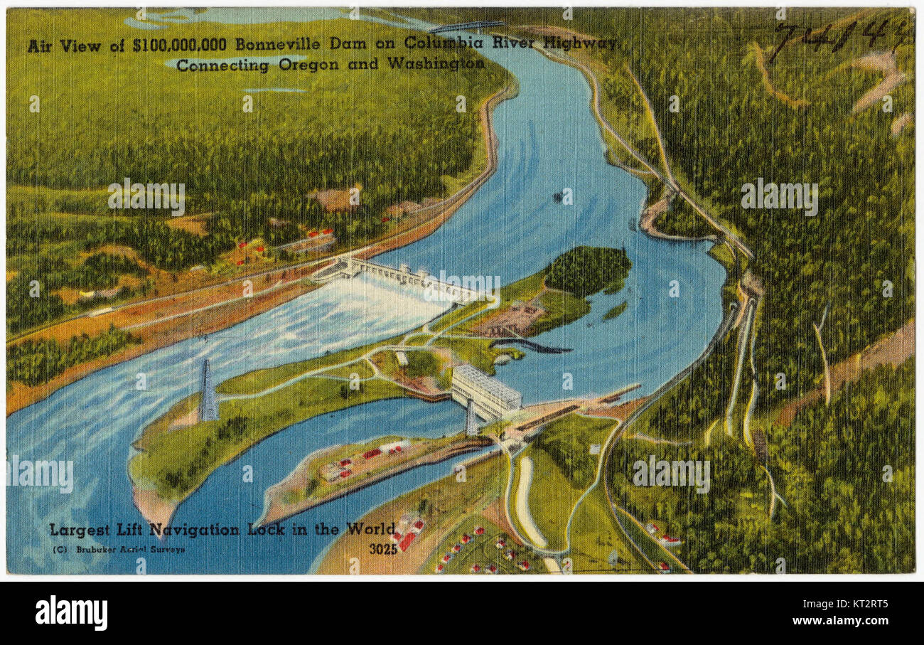 The Bonneville Dam, located on the Columbia River, is a significant ...