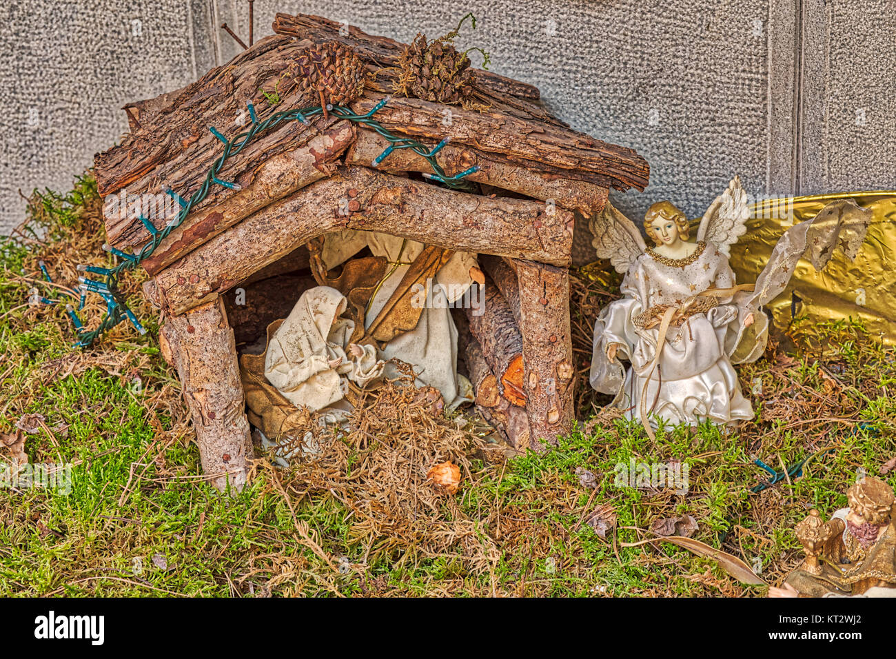 Christmas Nativity scene with The Holy Child, The Blessed Virgin Mary ...
