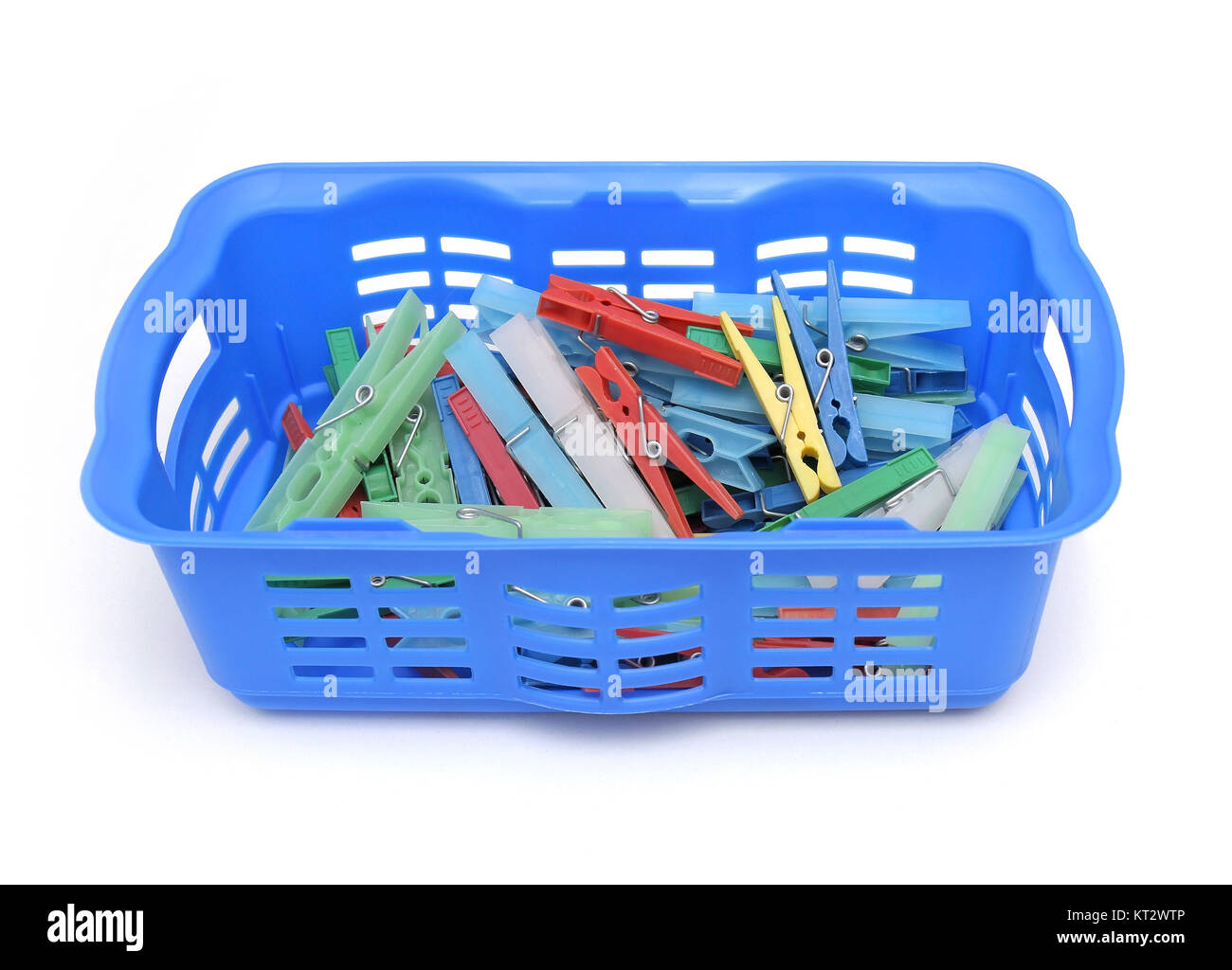 Laundry clips basket Stock Photo - Alamy