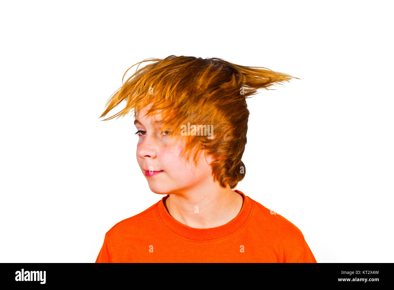 happy boy in Studio shaking his head Stock Photo - Alamy