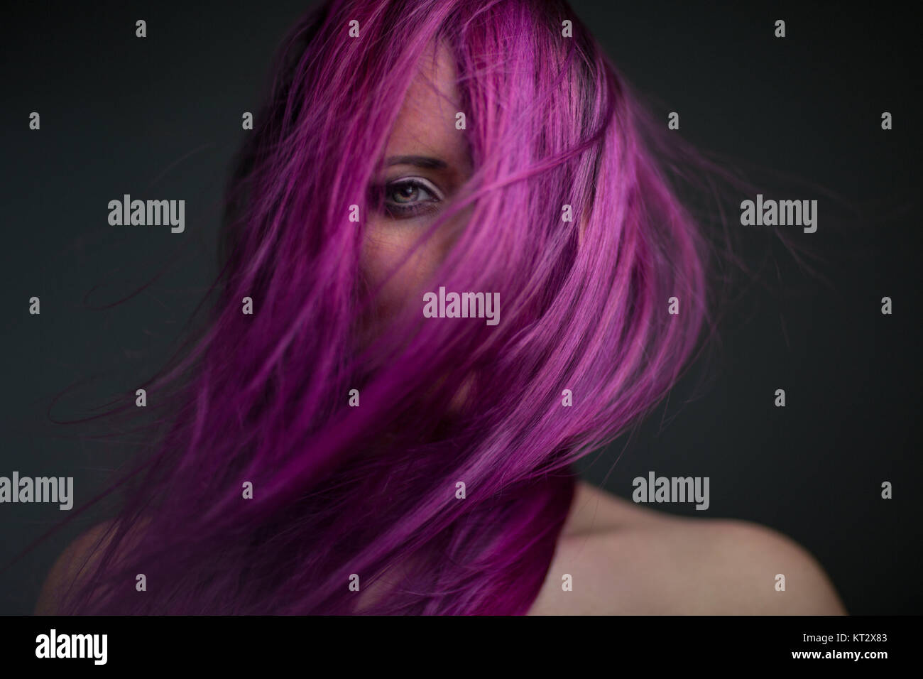 portrait attractive girl with violet hair Stock Photo - Alamy