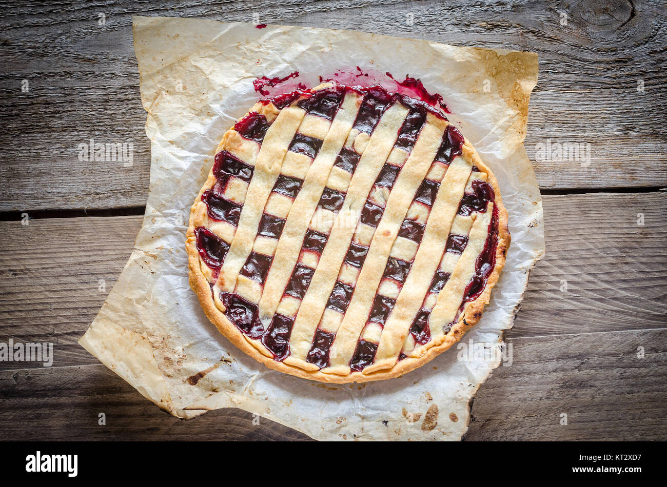 Open cherry pie Stock Photo - Alamy