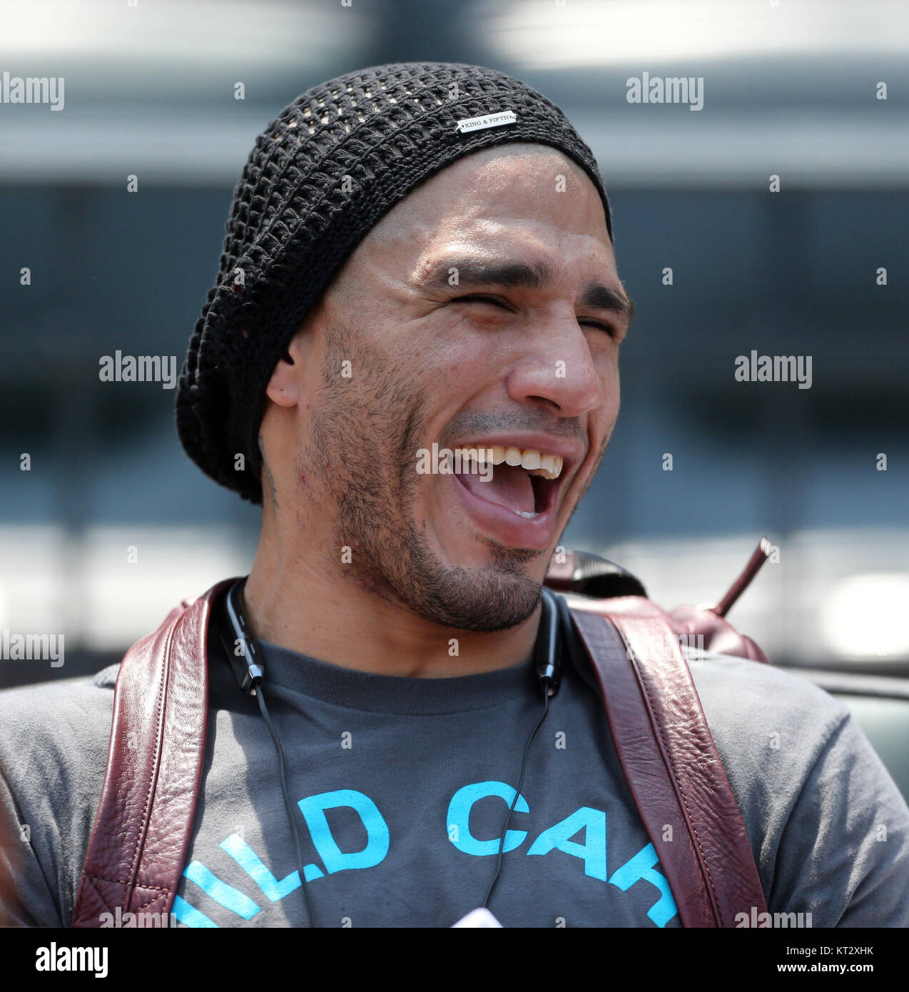 NEW YORK, NY - MAY 31: Boxer Miguel Cotto at the Miami Marlins VS New ...