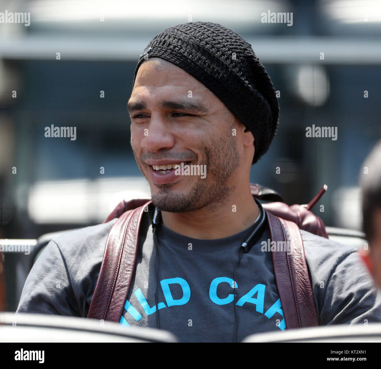 NEW YORK, NY - MAY 31: Boxer Miguel Cotto at the Miami Marlins VS New ...