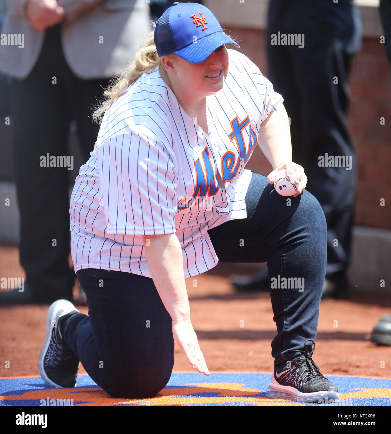 NEW YORK, NY - MAY 31: Actress Rebel Wilson throws out the ceremonial ...