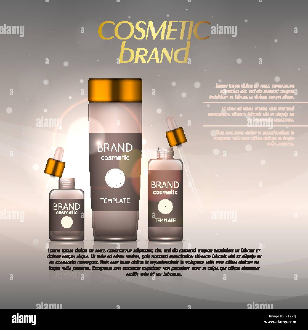 Vector 3D cosmetic illustration on a soft light background with flare ...