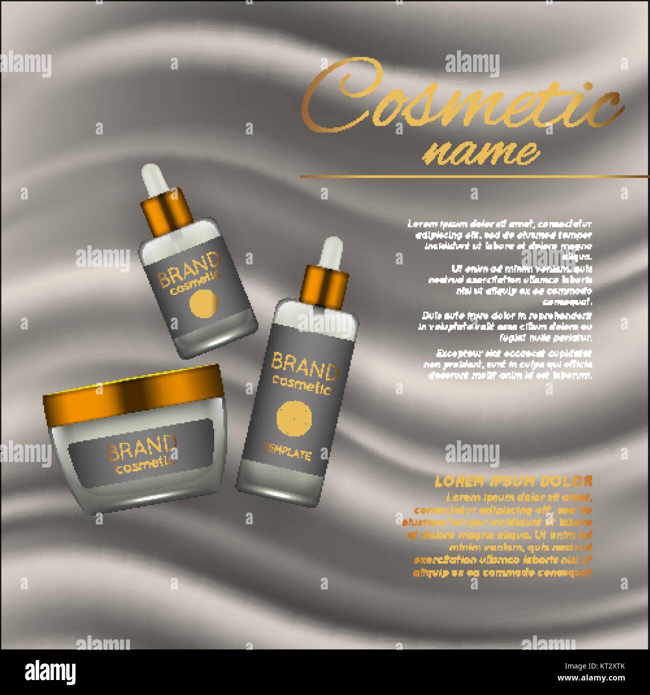 Vector 3D cosmetic illustration on a soft silk background. Beauty ...