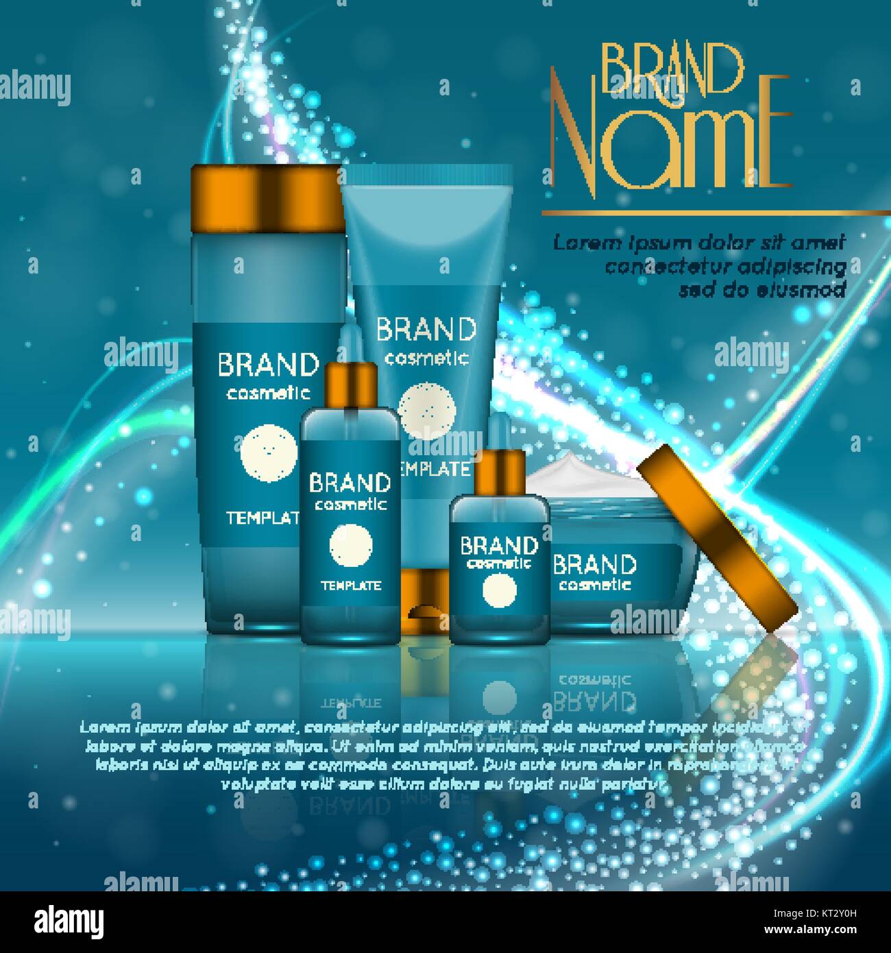 3D realistic cosmetic bottle ads template. Cosmetic brand advertising ...