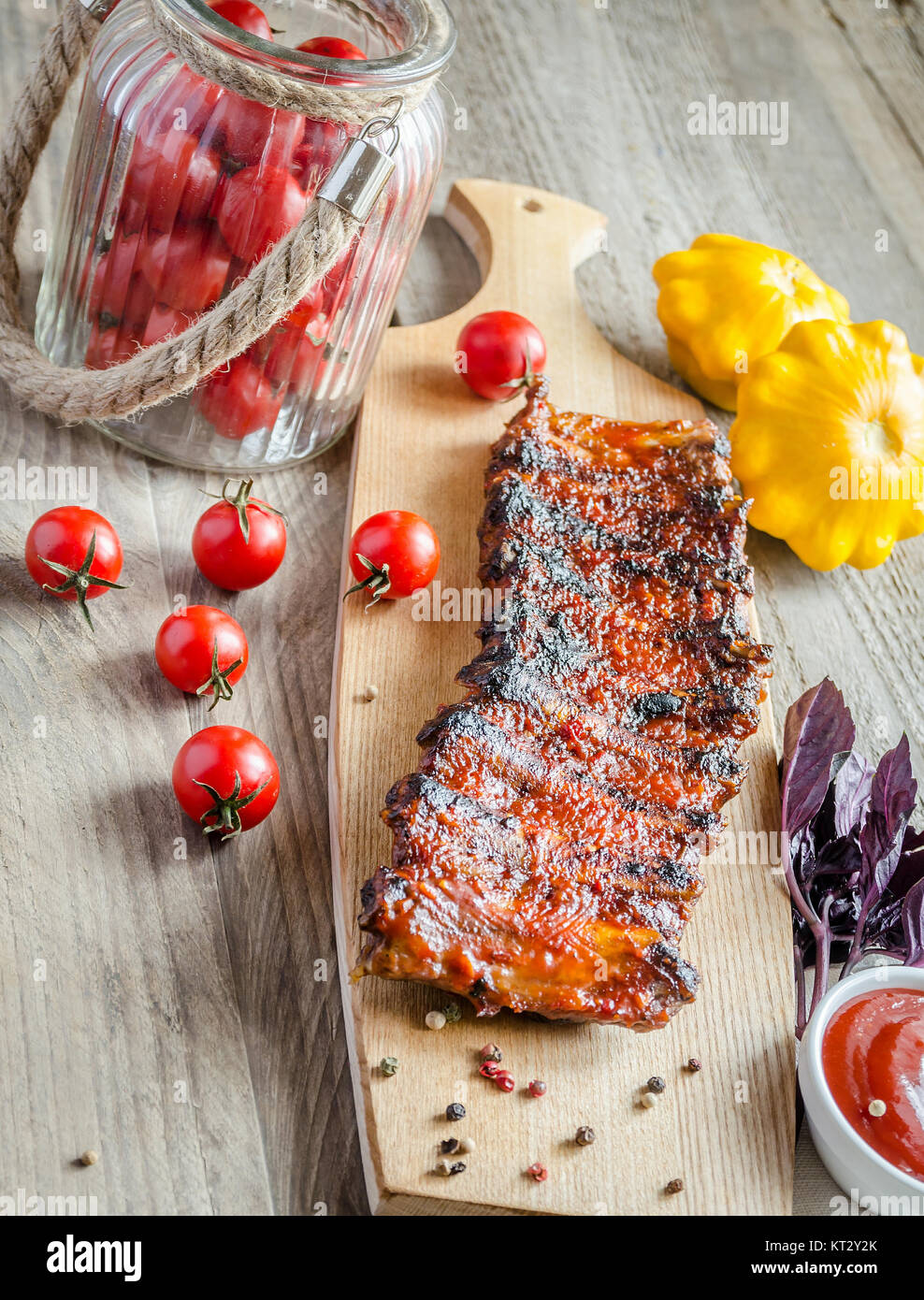 Grilled pork ribs in barbecue sauce Stock Photo - Alamy