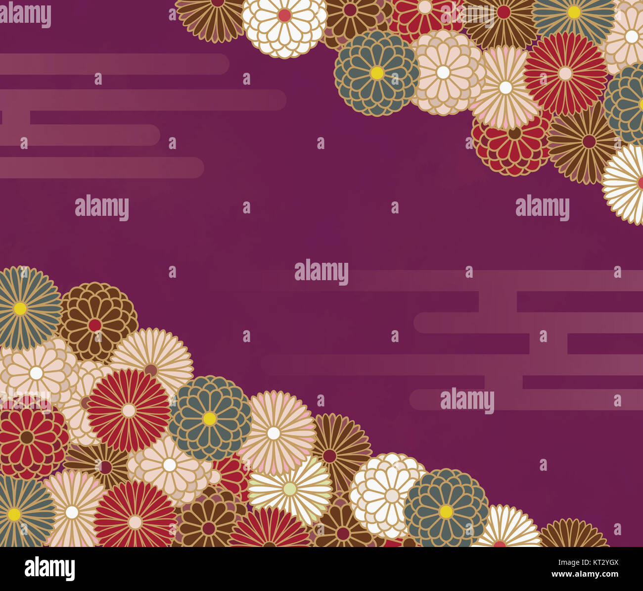 Japanese style floral pattern with chrysanthemums Stock Photo - Alamy