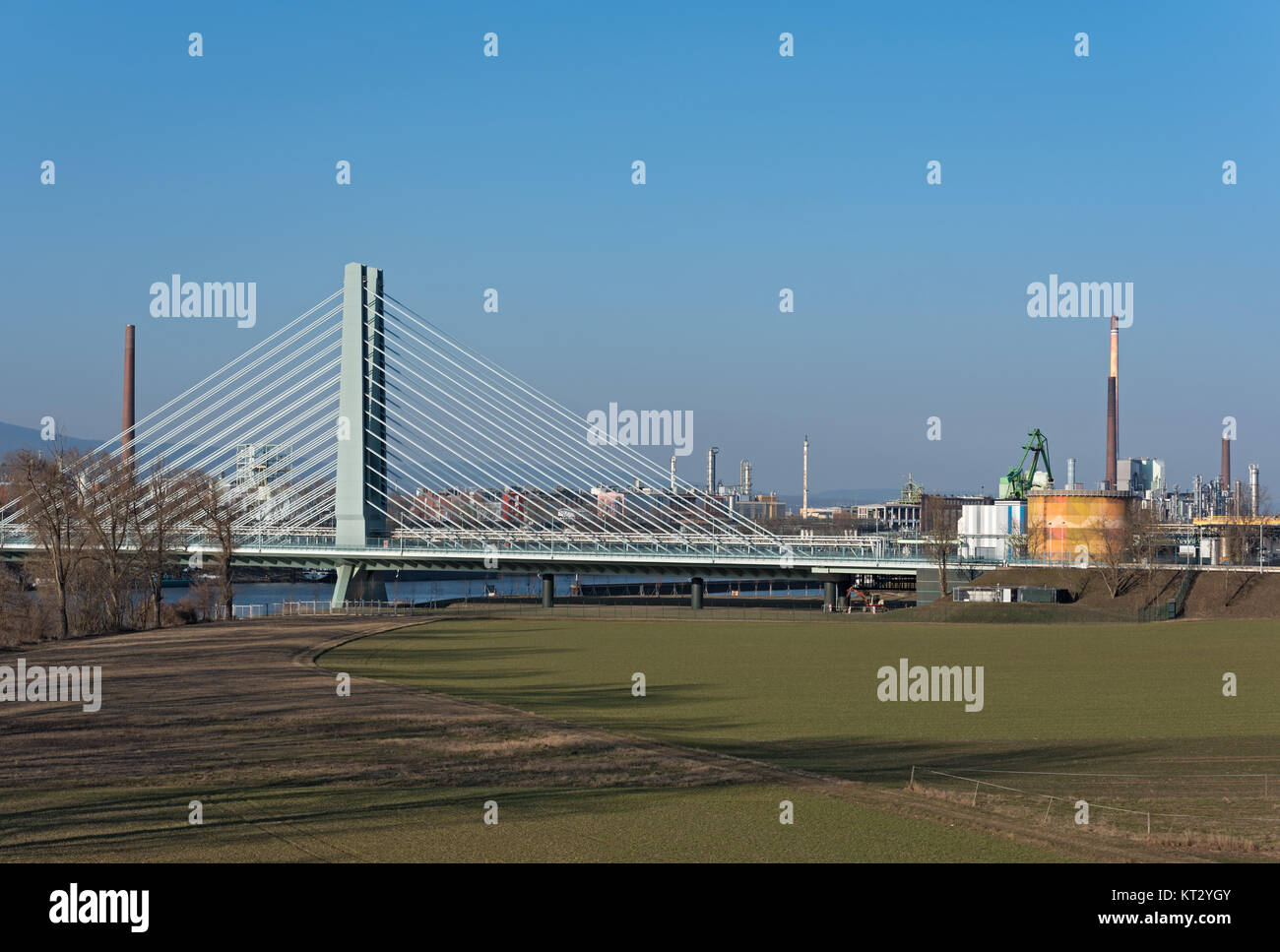 Production facilities of an industrial area in the west of Frankfurt am ...