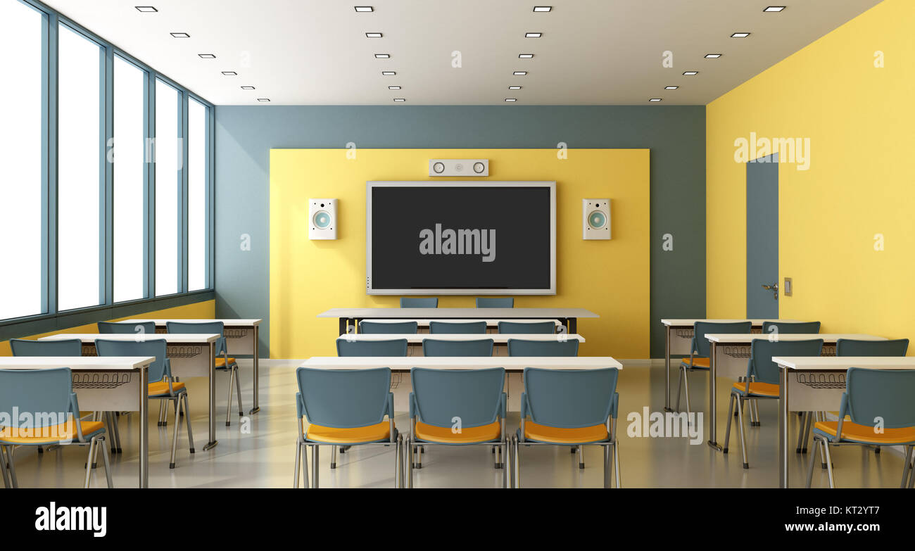 Interior modern school classroom illustration hi-res stock photography ...