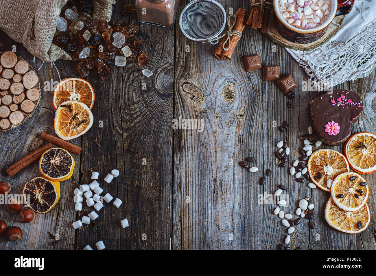 Kitchen table with sweets and dessert Stock Photo - Alamy
