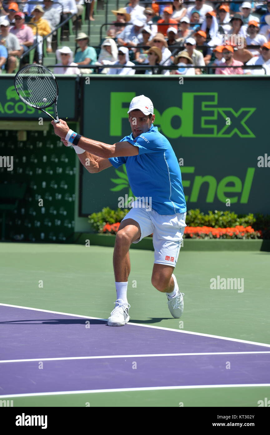 KEY BISCAYNE, FL - APRIL 05: Novak Djokovic of Serbia defeats Andy ...