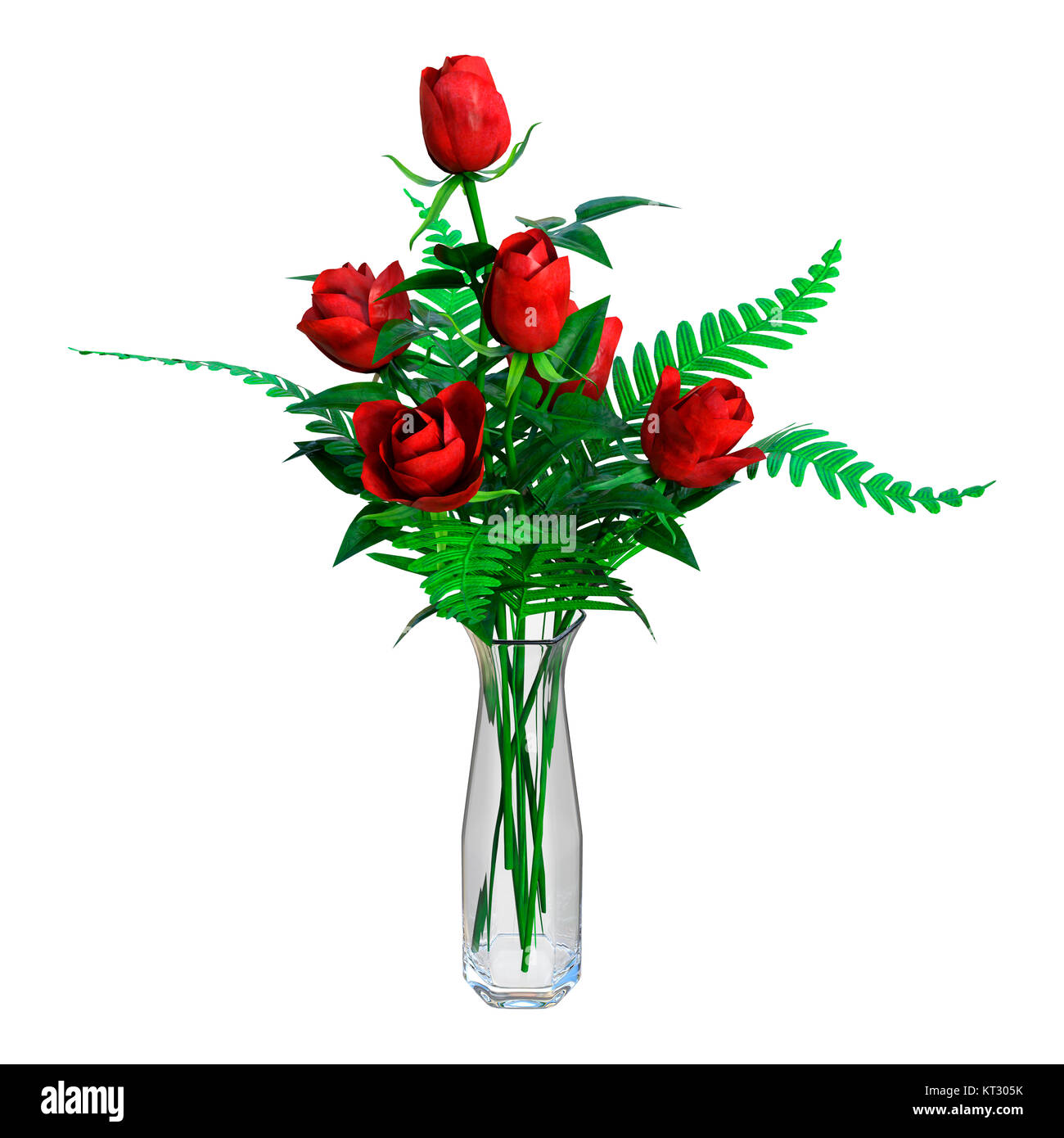 3D Rendering Red Roses on White Stock Photo - Alamy