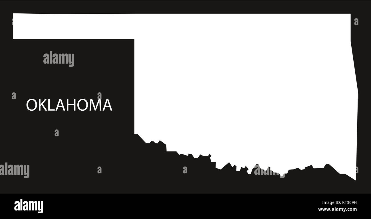 Oklahoma USA Map black inverted silhouette Stock Photo - Alamy