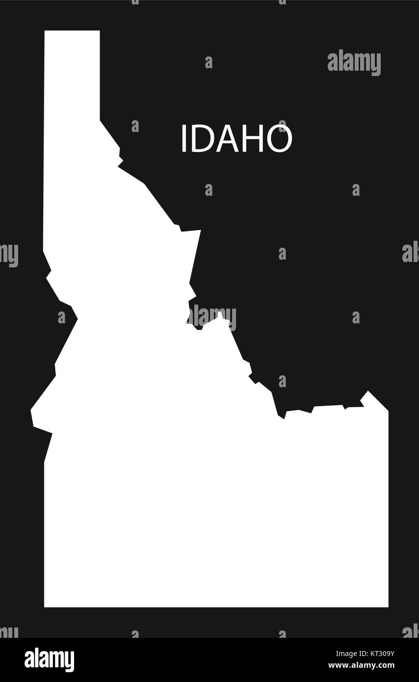 Idaho USA Map black inverted silhouette Stock Photo - Alamy