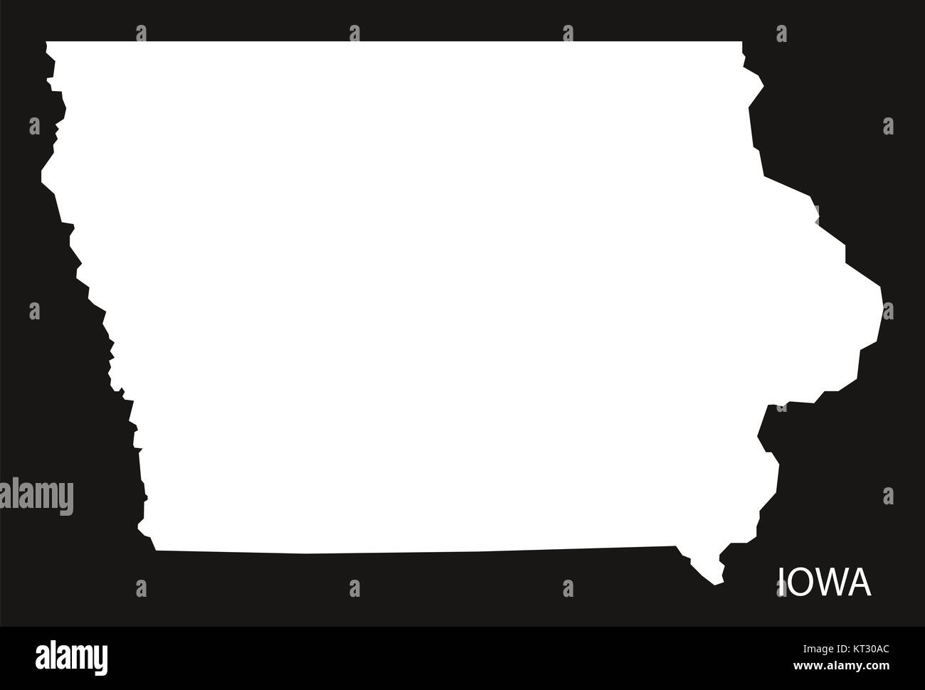 Iowa USA Map black inverted silhouette Stock Photo - Alamy