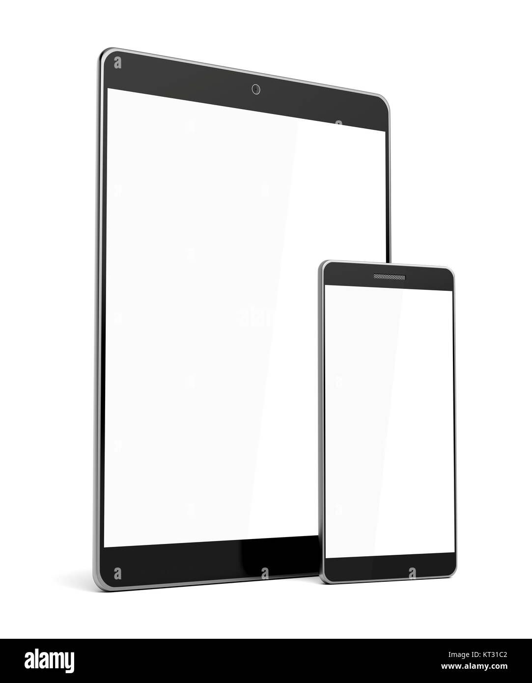 Smartphone and tablet on white background Stock Photo - Alamy