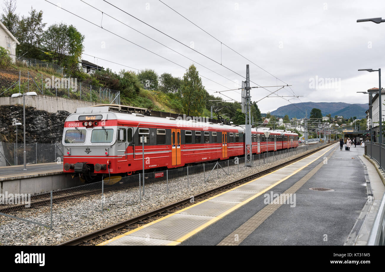 Platform at Voss station in Norway Stock Photo - Alamy