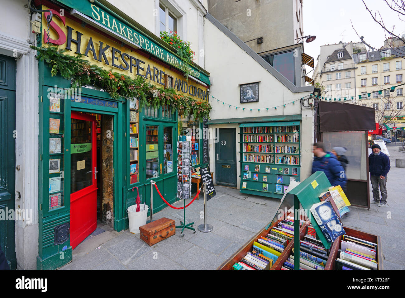 View of the landmark Shakespeare and Company bookstore and cafe located ...
