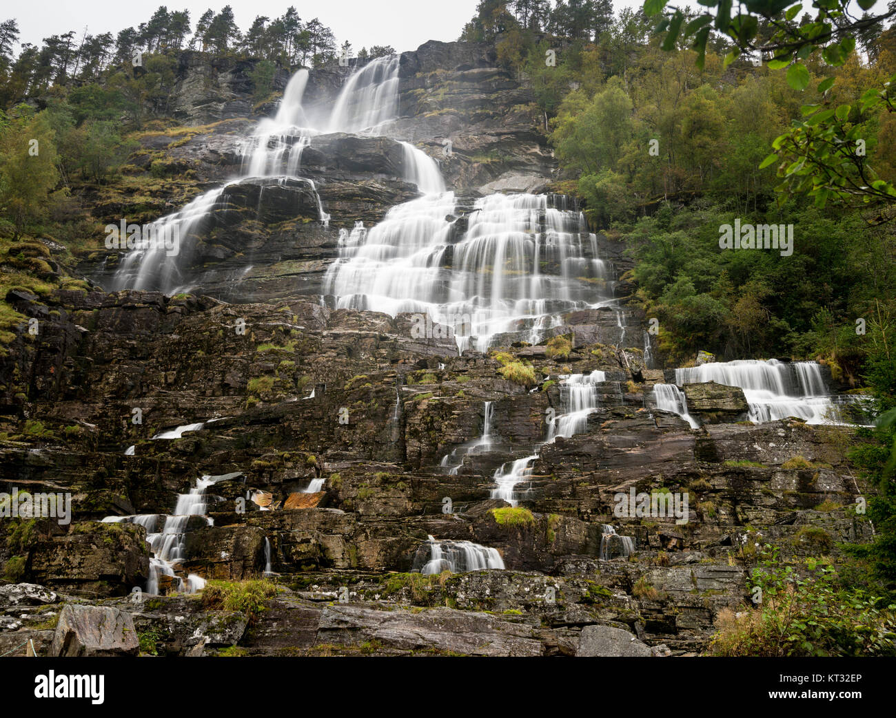 Tvindefossen waterfall near Voss in Norway Stock Photo - Alamy