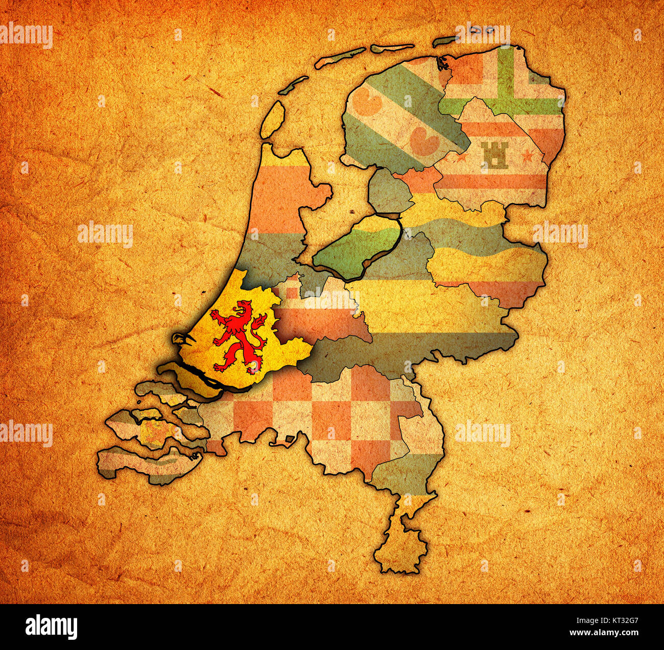 south holland on map of provinces of netherlands Stock Photo - Alamy