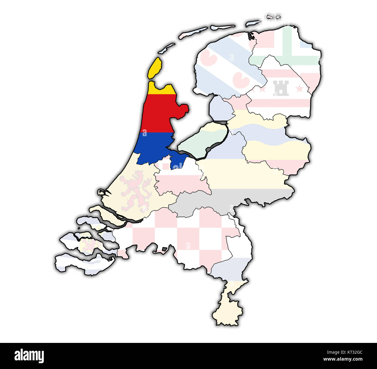north holland on map of provinces of netherlands Stock Photo - Alamy